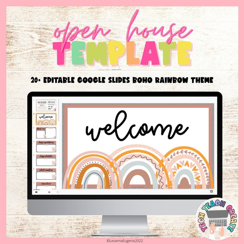 Editable Open House Template | Back to School | Boho Rainbow | Google ...