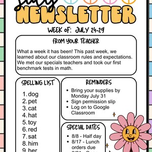 Editable Classroom Newsletter Templates | Weekly Parent Communication ...