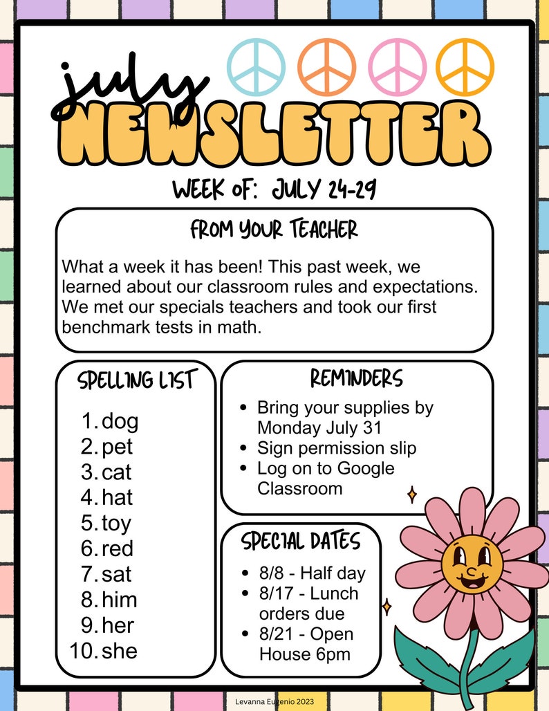 Editable Classroom Newsletter Templates | Weekly Parent Communication ...