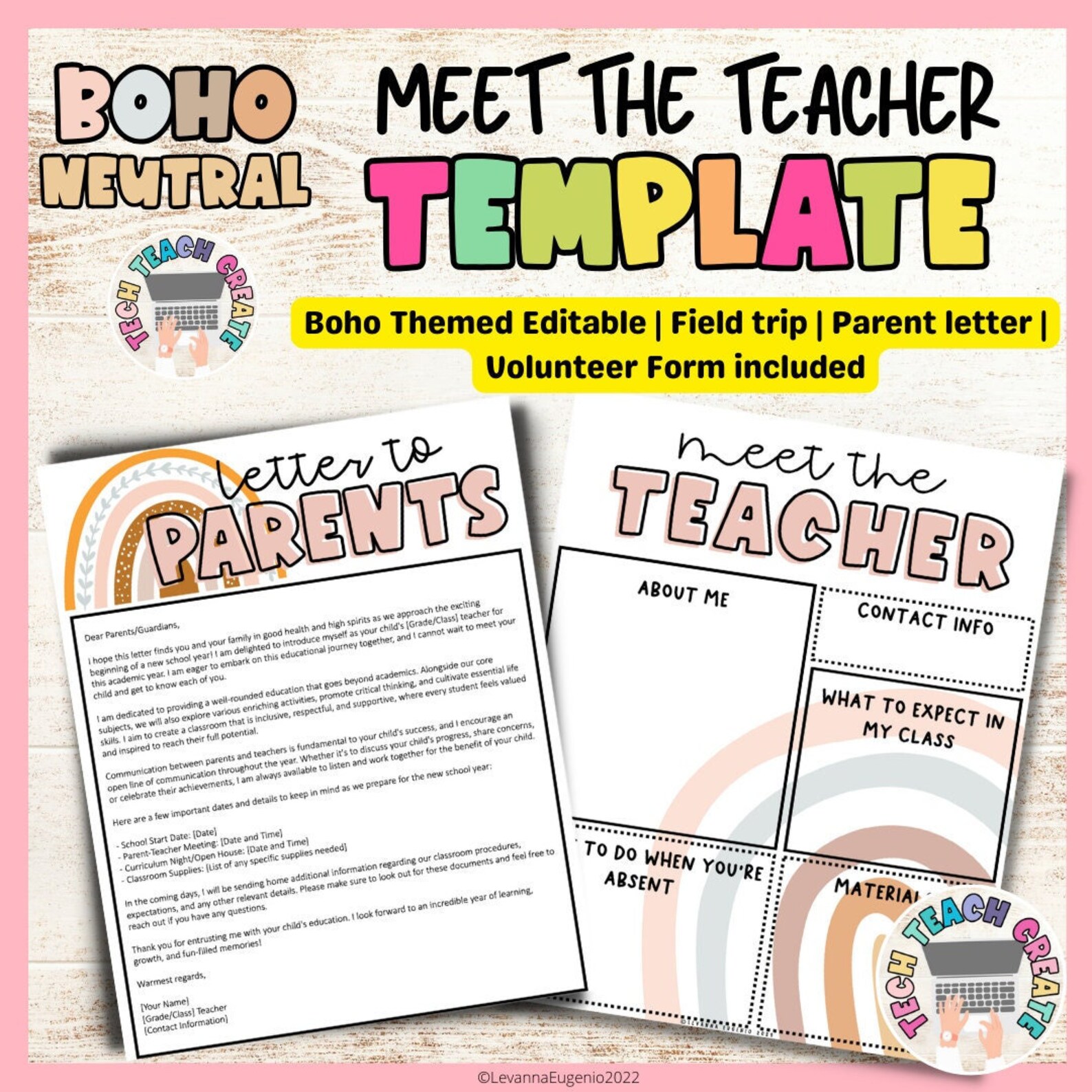 Meet the Teacher | Boho Theme | Editable Google Slides Canva - Etsy