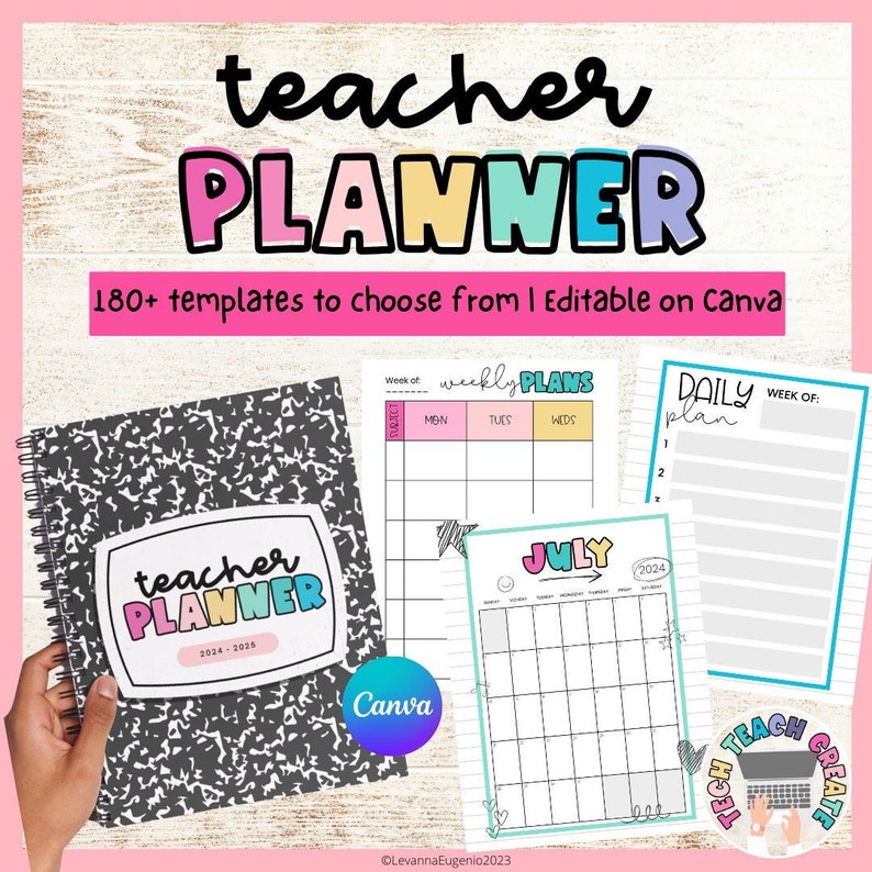 Teacher Planner | Editable on Canva | 150+ Pages - Etsy