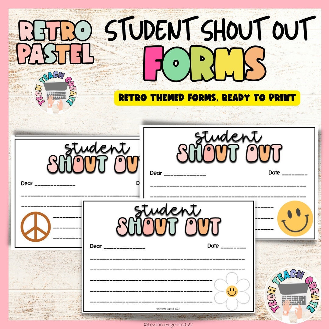 Student Shout Out Forms | Retro Themed - Etsy