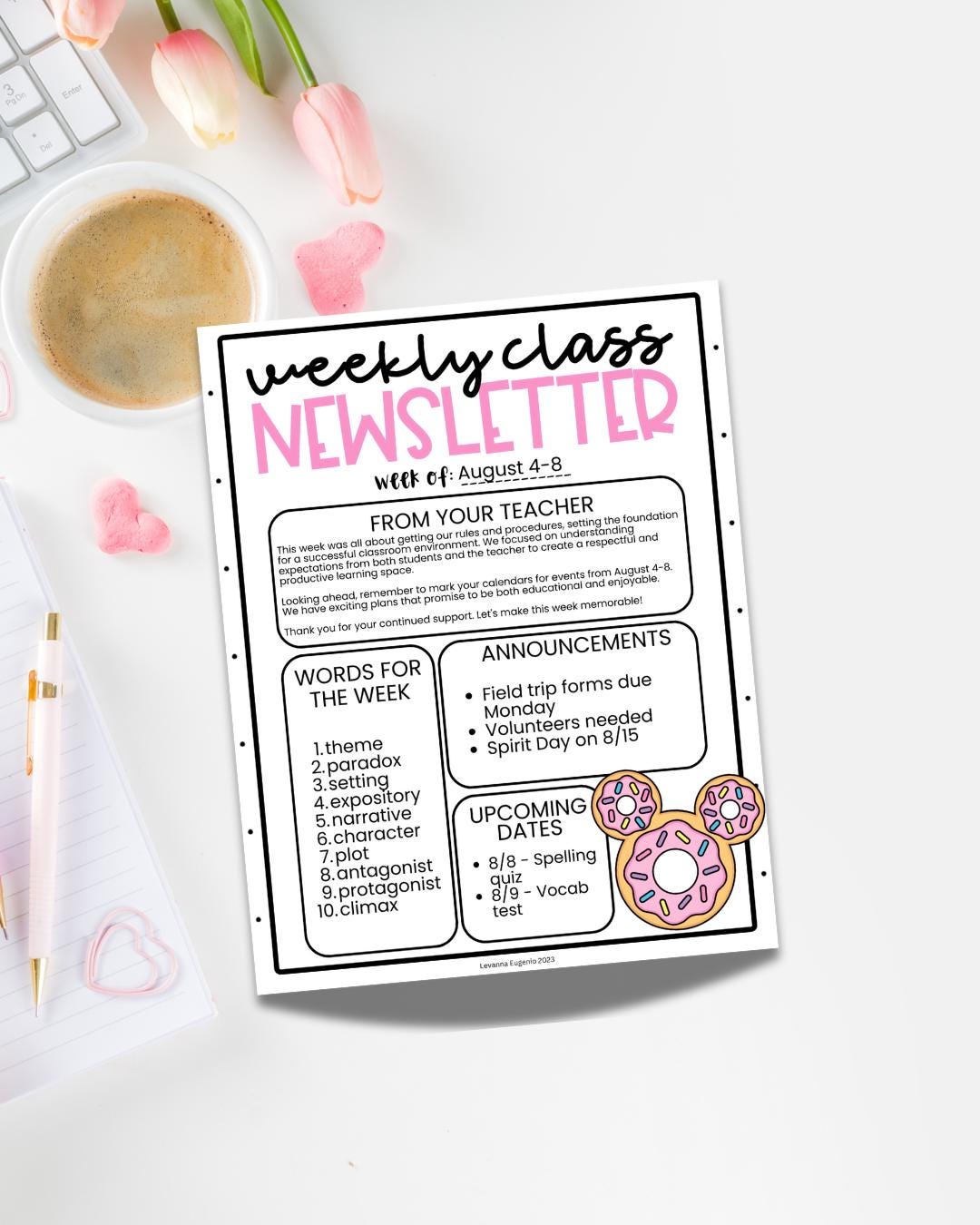 Class Newsletter Template | Editable on Canva Google Slides | Disney ...