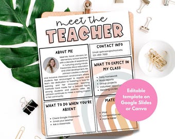 Back to School Cute Rainbow Meet the Teacher, Class Newsletter, Happy ...