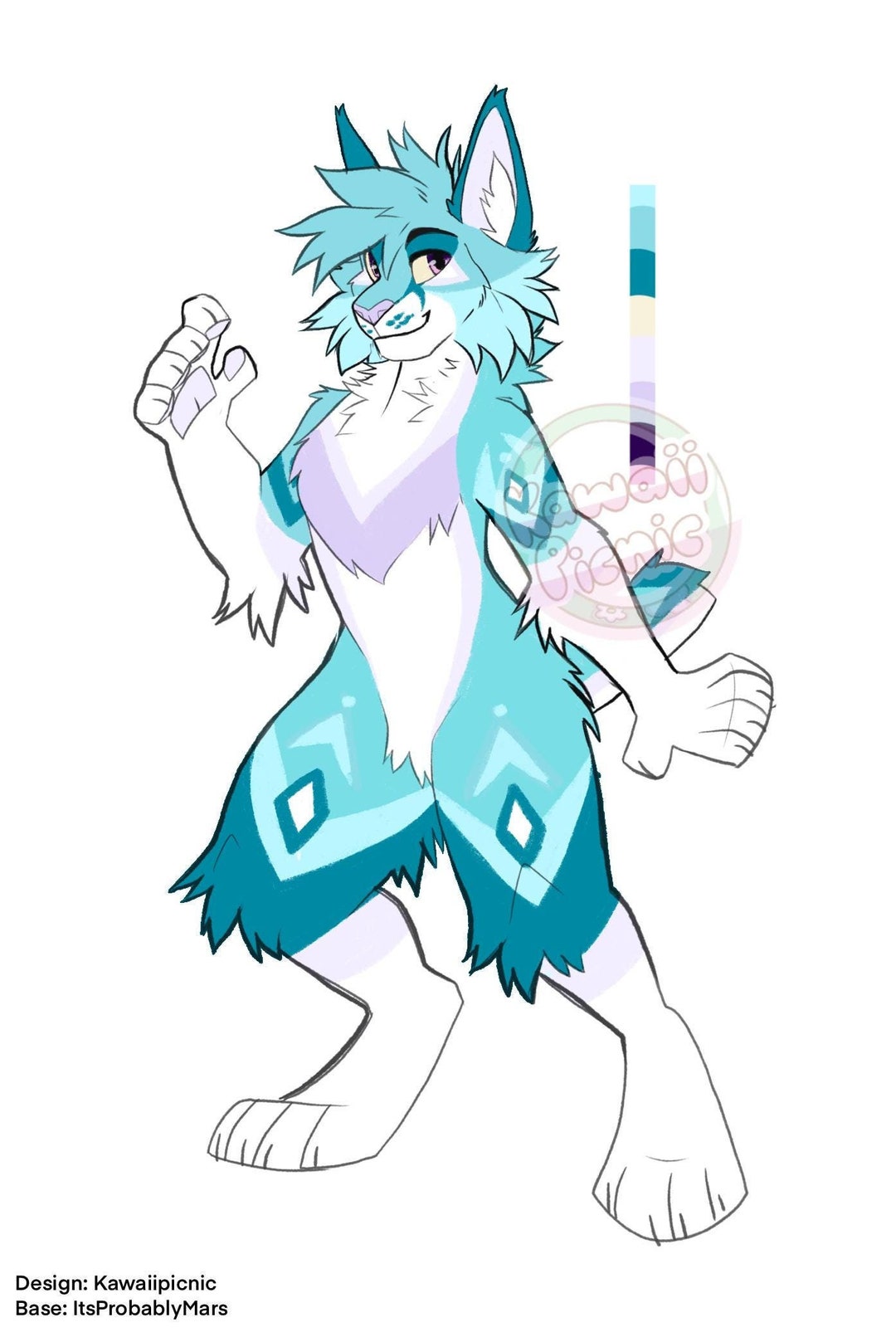 Teal Lynx Furry Fursona Design - Etsy