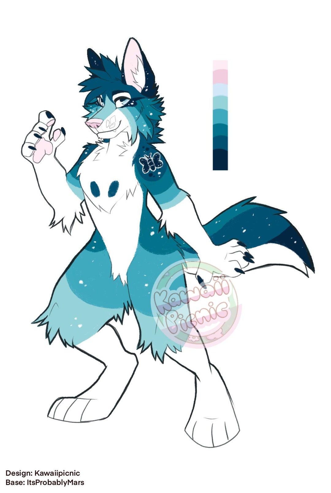Teal Monarch Canine Furry Fursona Design - Etsy