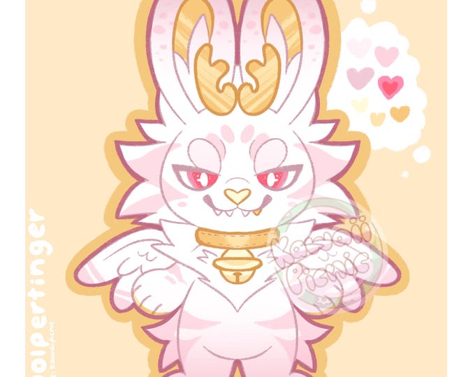 Pastel Pink Striped Wolpertinger Furry Fursona Design Adopt - Etsy