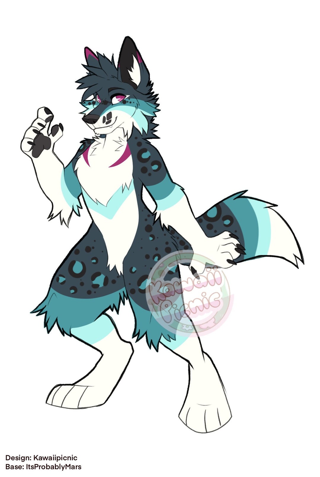 Teal Spotted Canine Furry Fursona Design - Etsy