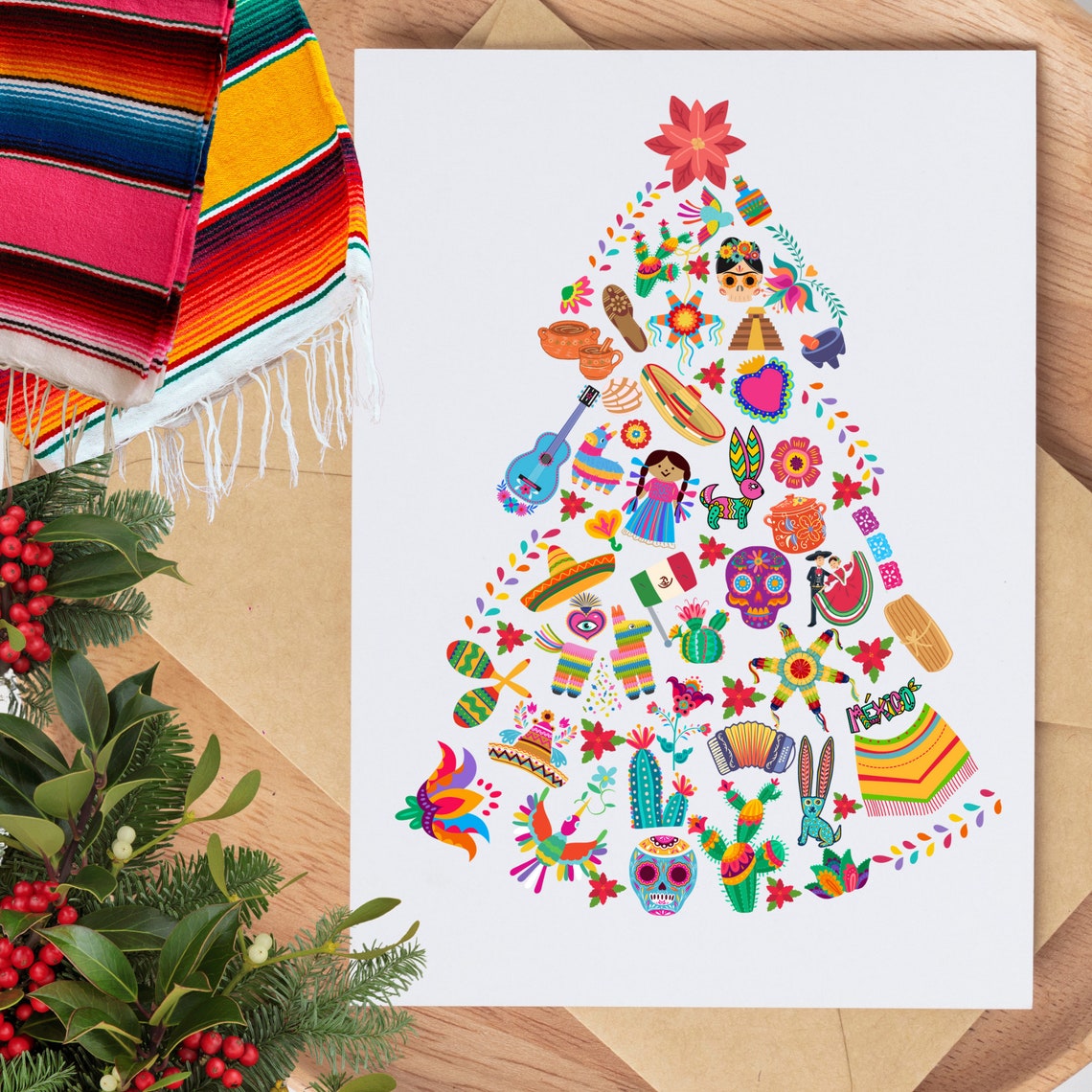Mexican Christmas Tree Holiday Greeting Card, Christmas Greeting Card ...