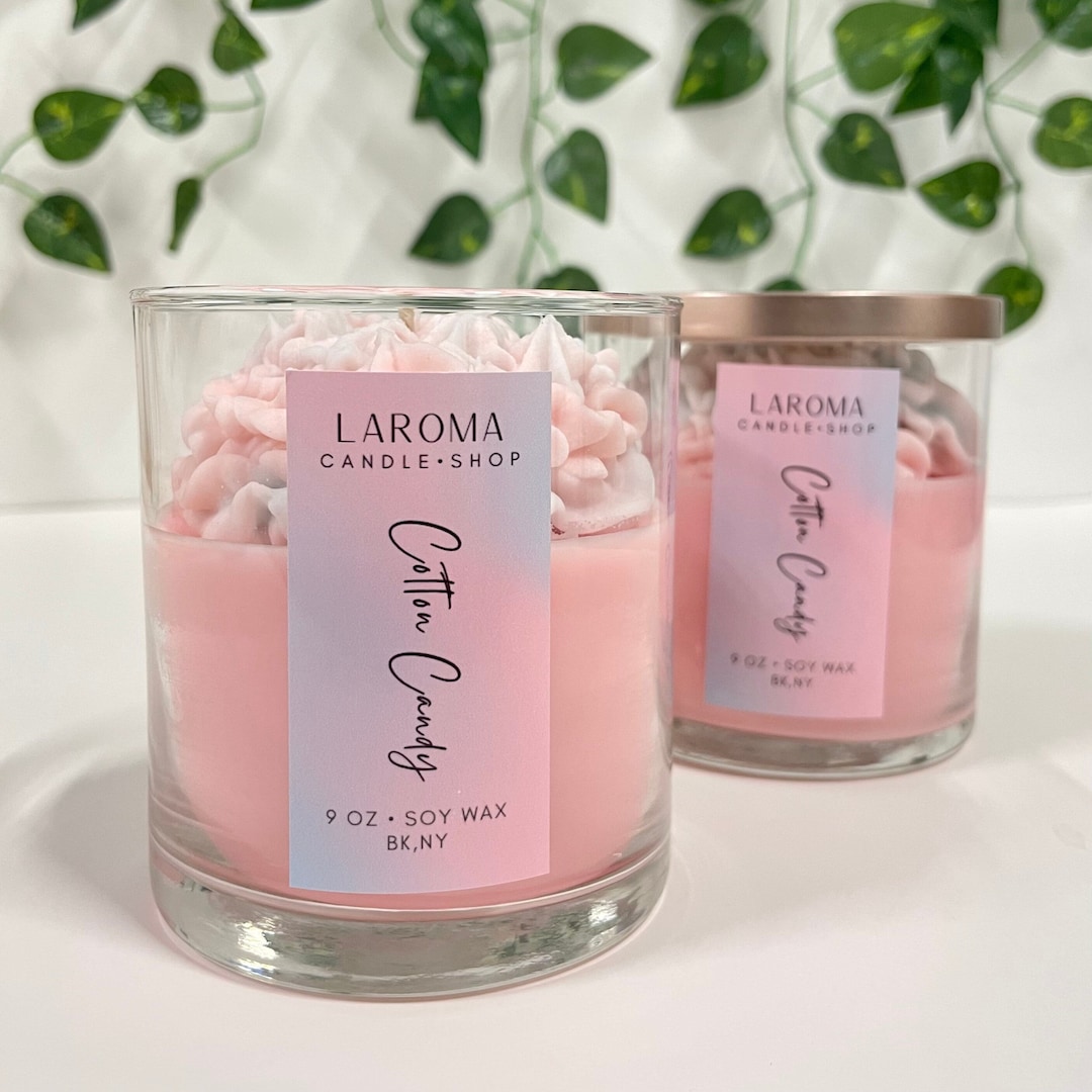 Cotton Candy Dessert Candle, 9 Oz, Whipped Wax, Pink and Blue Candle ...