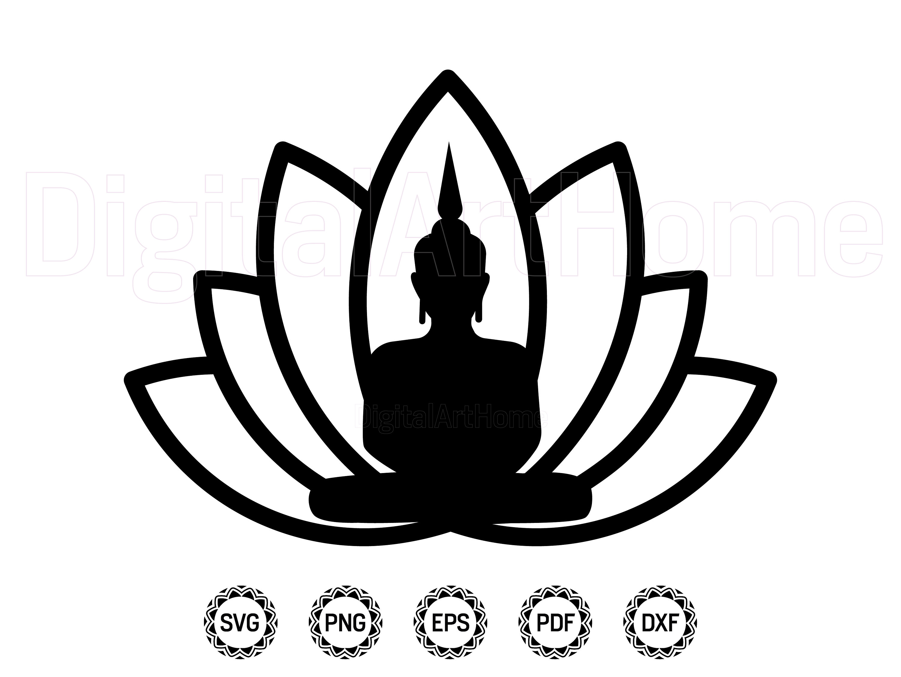Buda SVG, Yoga SVG, Flor de loto SVG, Buda sentado Svg, Vector de ...