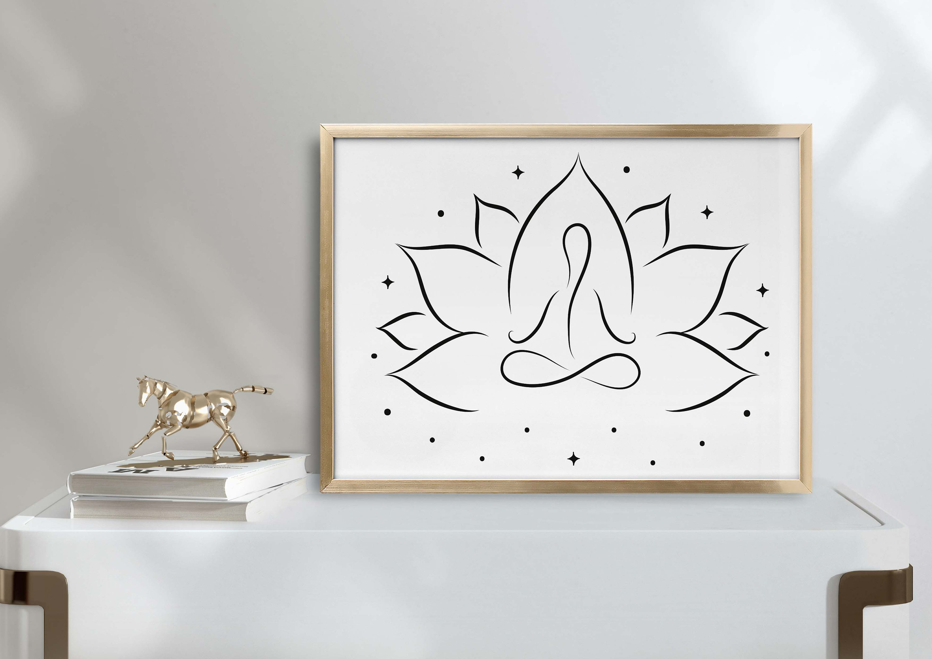 Buddha Lotus Line Art Print, Meditation Wall Decor (PDF) - Etsy