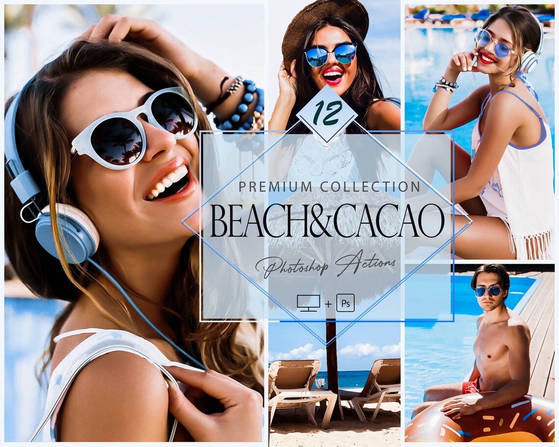 12 Photoshop Actions, Beach&cacao Ps Action, Aqua Blue ACR Preset, Bright Filter, Lifestyle ...