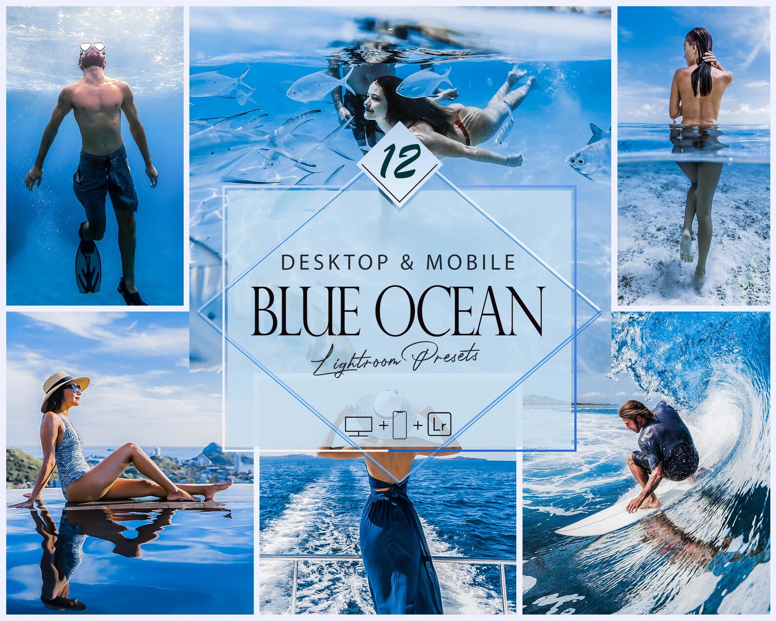 12 Blue Ocean Lightroom Presets, Bright Preset, Gulf Desktop LR Filter ...