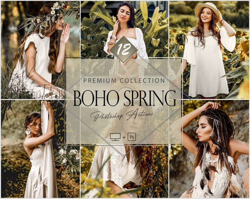 12 Photoshop Actions, Boho Spring Ps Action, Bohemian ACR Preset, Moody ...