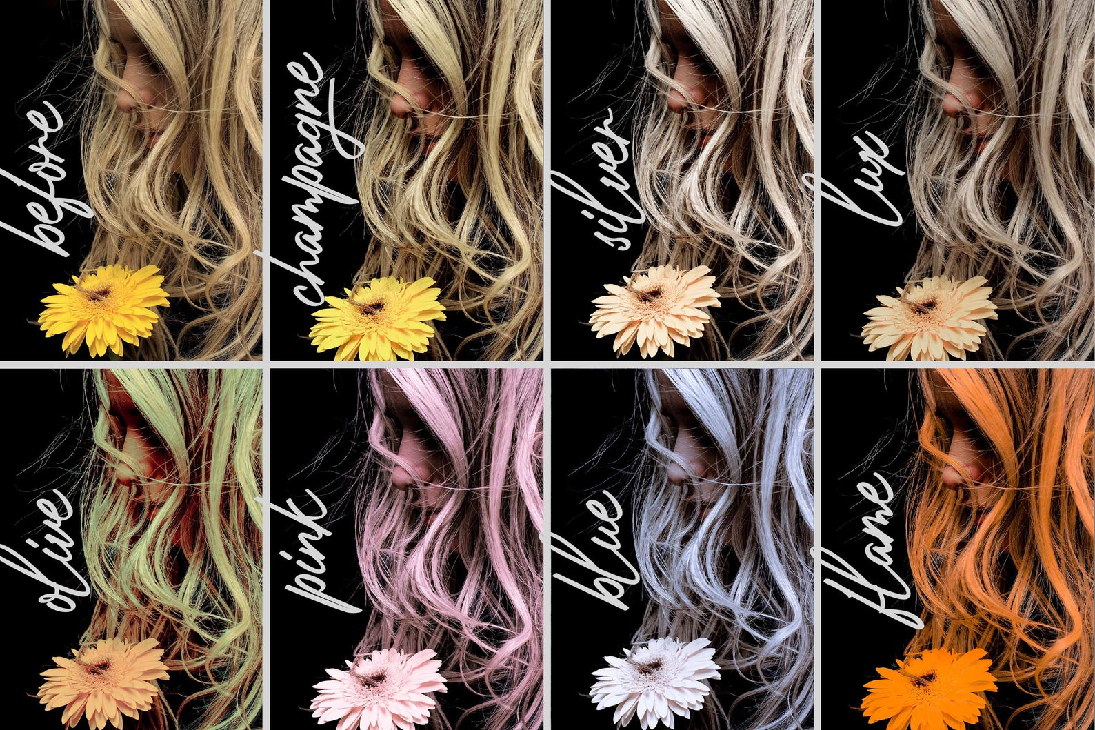 16 Hair Color Photoshop Actions, Beauty Blonde ACR Preset Hairstyle ...