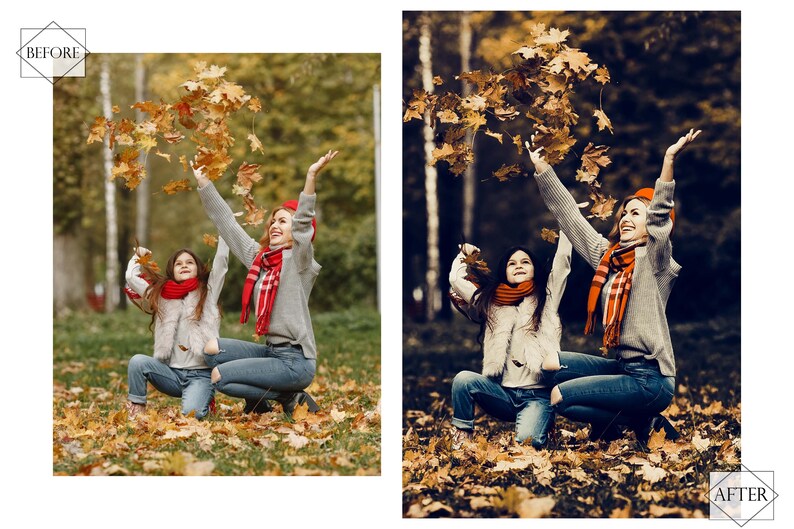 12 Fall Feel Photoshop Actions, Moody Autumn ACR Preset, Family Ps ...