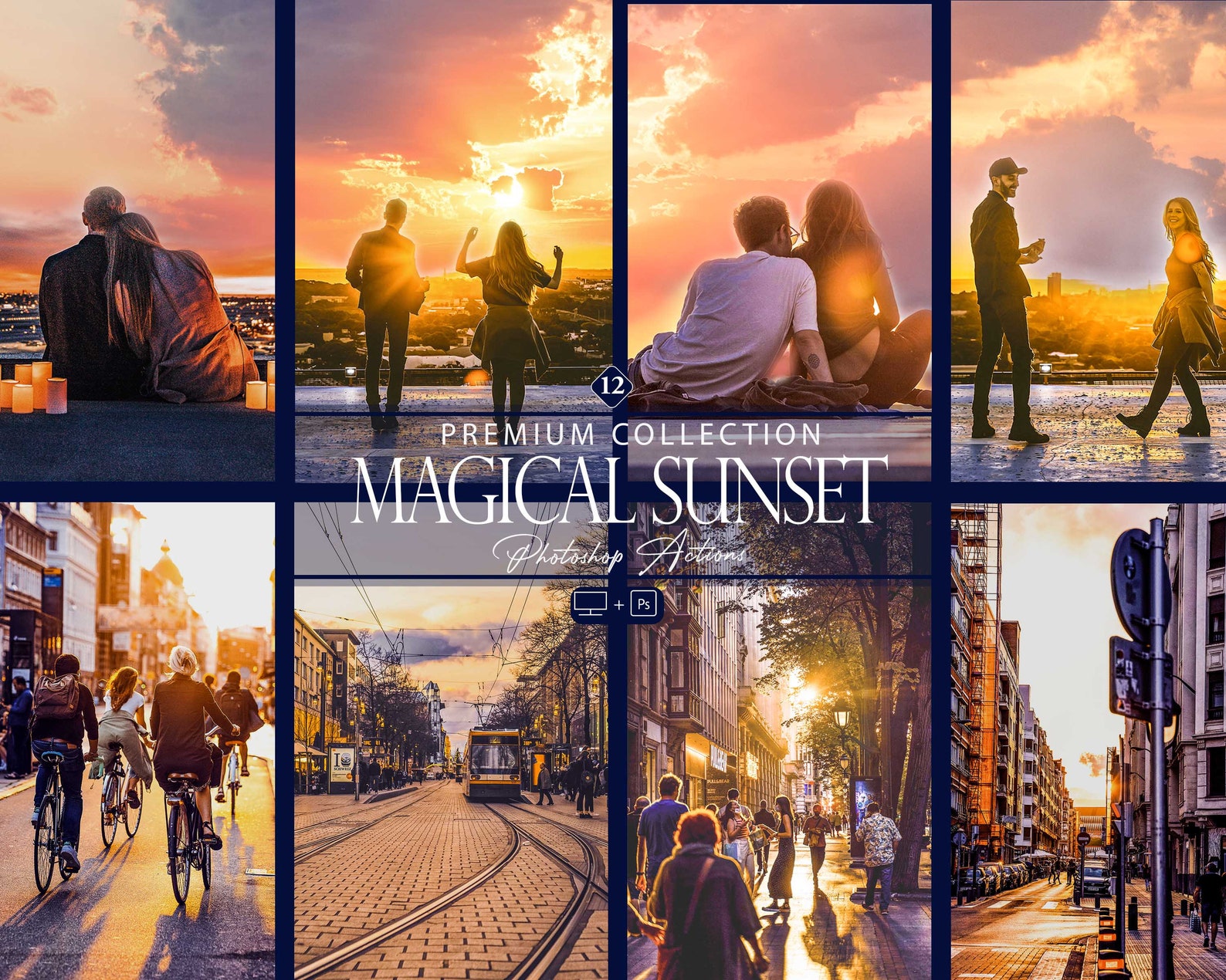 12 Photoshop Actions, Magical Sunset Ps Action, Blue ACR Preset ...