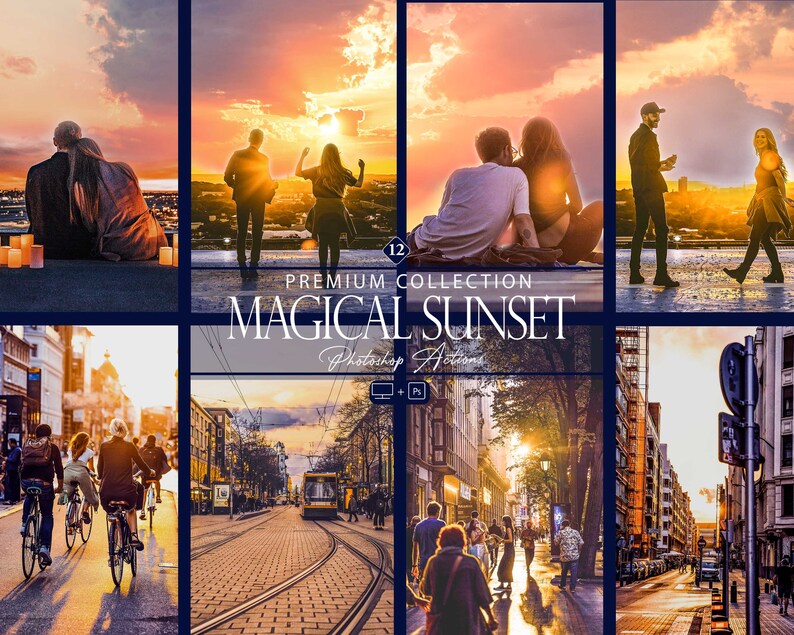 12 Photoshop Actions, Magical Sunset Ps Action, Blue ACR Preset ...