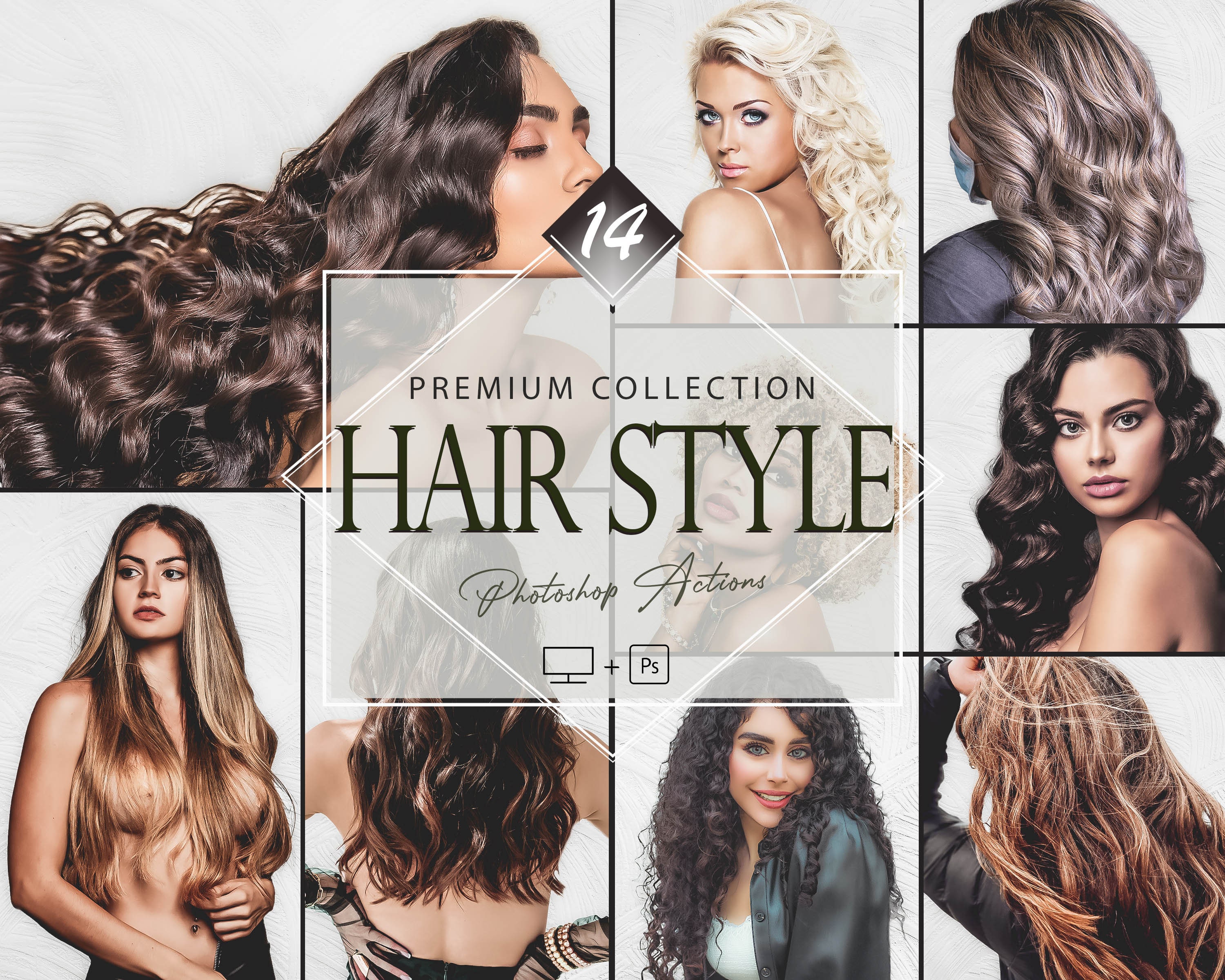 14 Hair Style Photoshop Actions, Beauty Woman ACR Preset, Hairstyle Filter, Portrait and ...
