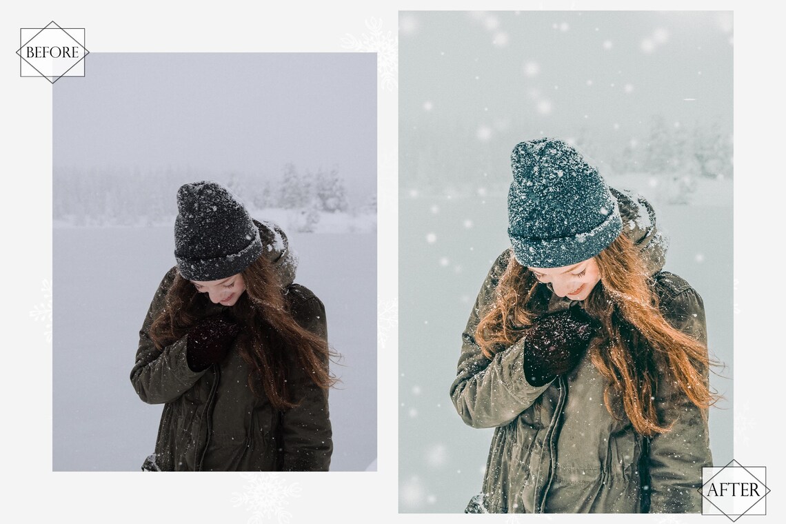 24 Snowfall Photoshop Actions Winter ACR Preset Snow Overlay - Etsy