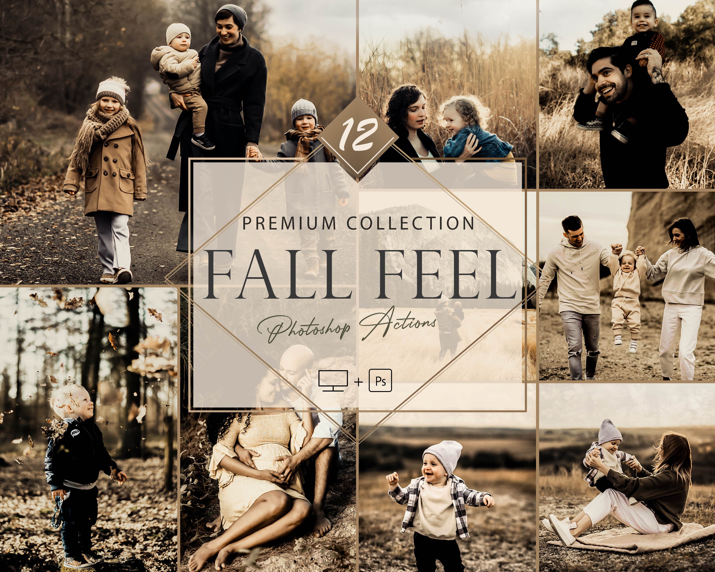 12 Fall Feel Photoshop Actions, Moody Autumn ACR Preset, Family Ps ...