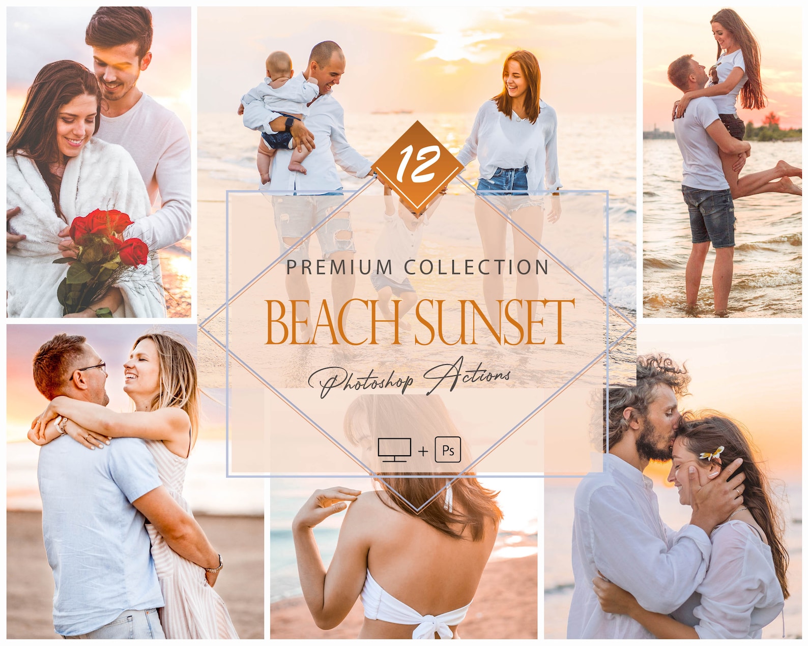 12 Photoshop Actions, Beach Sunset Ps Action, Sunrise ACR Preset, Bright Filter, Lifestyle Theme ...