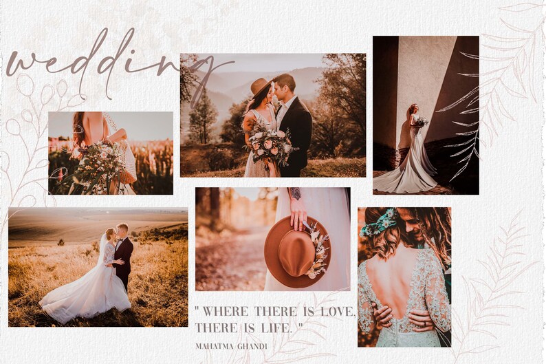 12 Wedding Moment Photoshop Actions, Rustic ACR Preset, Golden Hour Ps ...