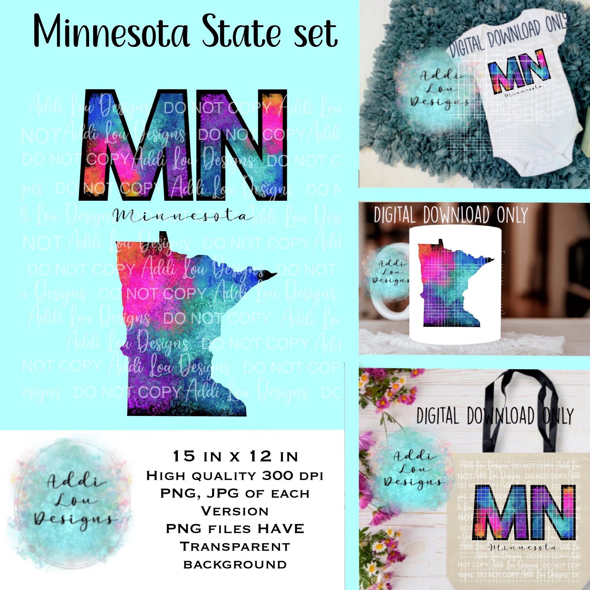 Minnesota State Bundle Download,mn,sublimation,watercolor, Glitter ...
