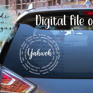 Names of God Download,yahweh,svg,png,car Decal,vinyl,sublimation,water ...