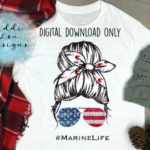 Marine Life Messy Bun Download,sublimation,usmc,usa,american,patriotic ...