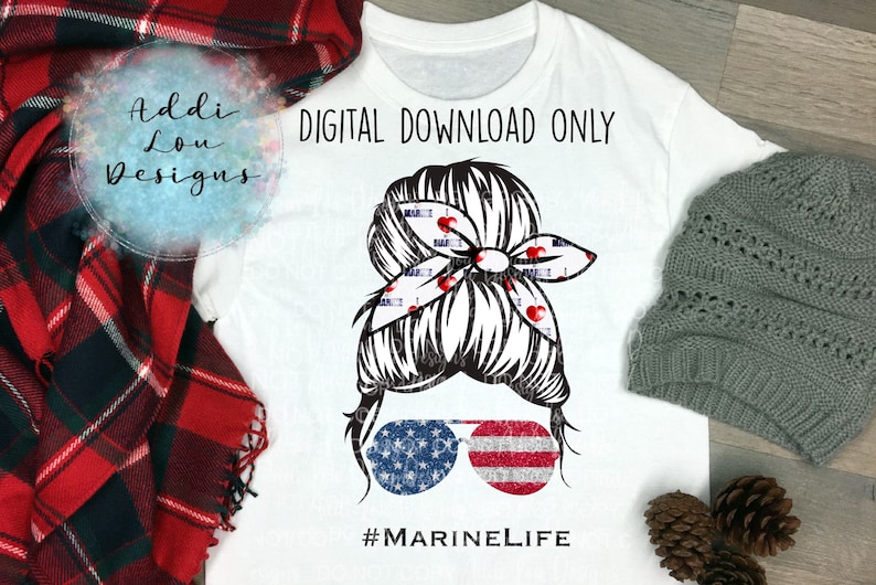 Marine Life Messy Bun Download,sublimation,usmc,usa,american,patriotic ...