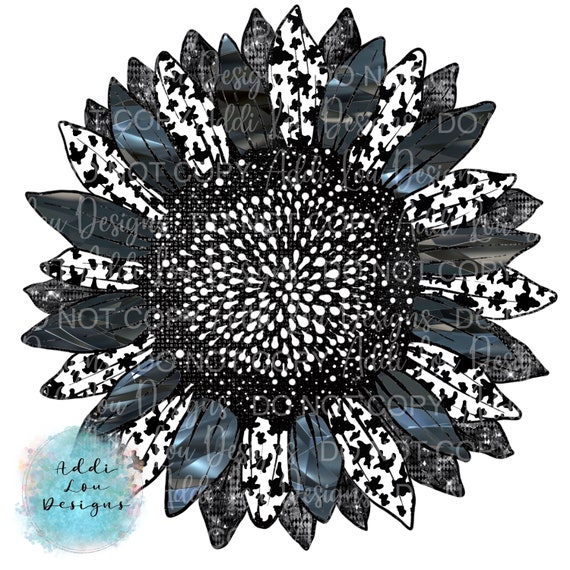 Pewter Cow Print Sunflower Downloadsublimationgift for | Etsy