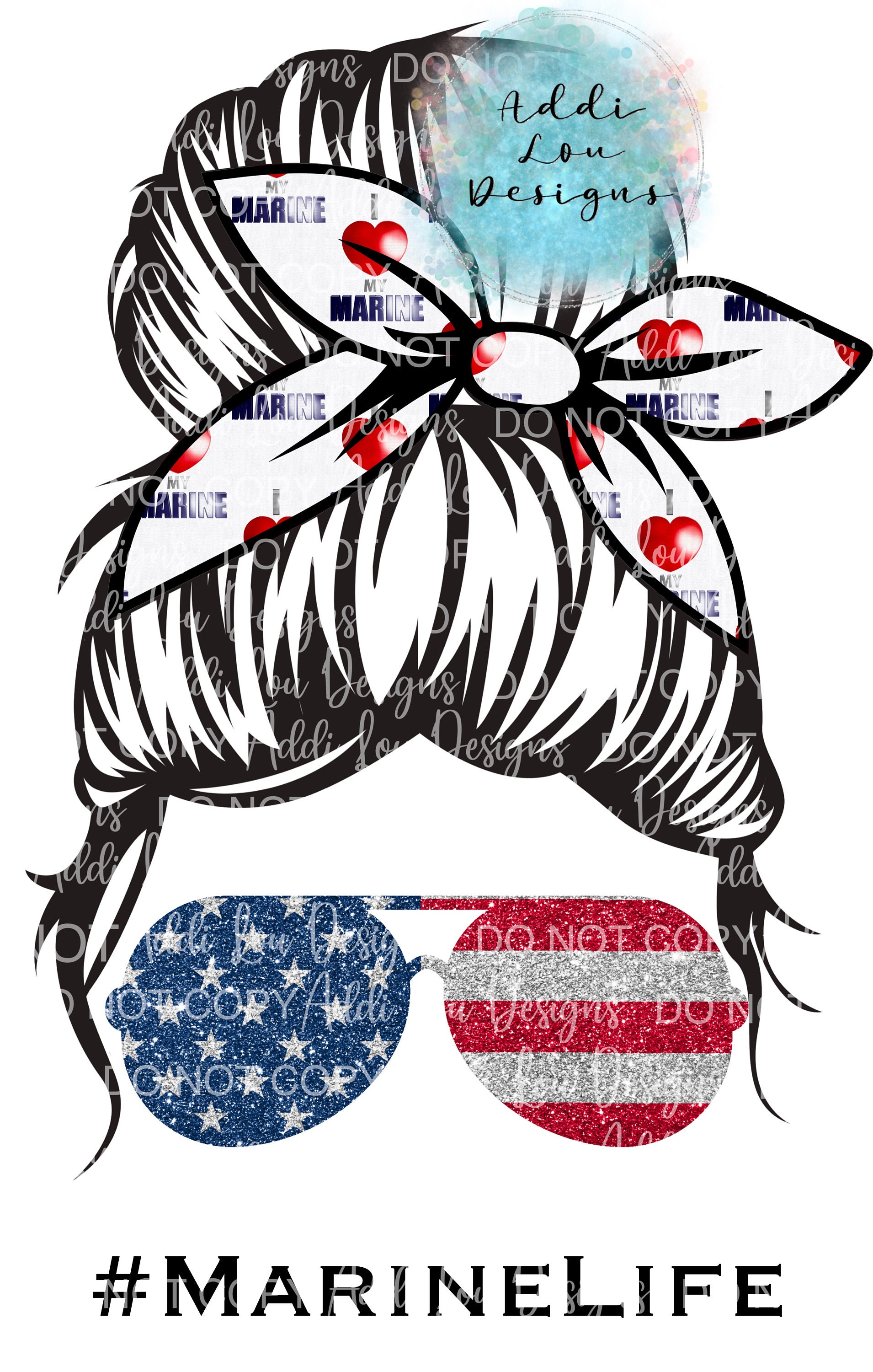 Marine Life Messy Bun Download,sublimation,usmc,usa,american,patriotic ...