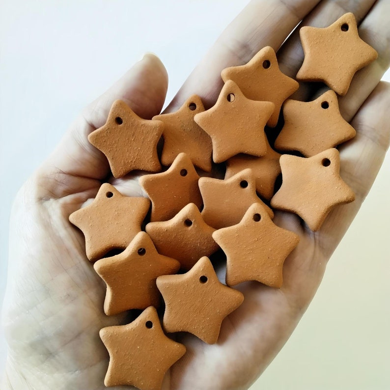 Handmade Ceramic Star Ornaments. Earthenware 2.5cm, Star Pendants ...