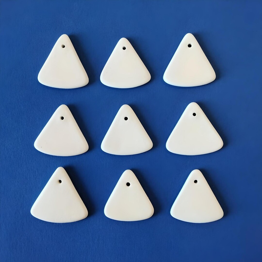 5PCS White Large Ceramic Triangle Ornaments, 4cm. Bisque Fired ...