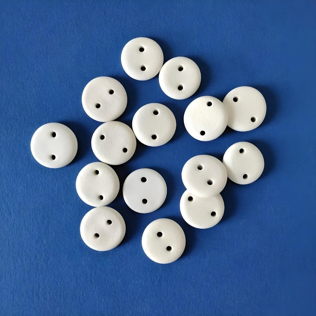 White Ceramic Handmade Buttons 2.5 or 2cm. Bisque Fired, Round ...
