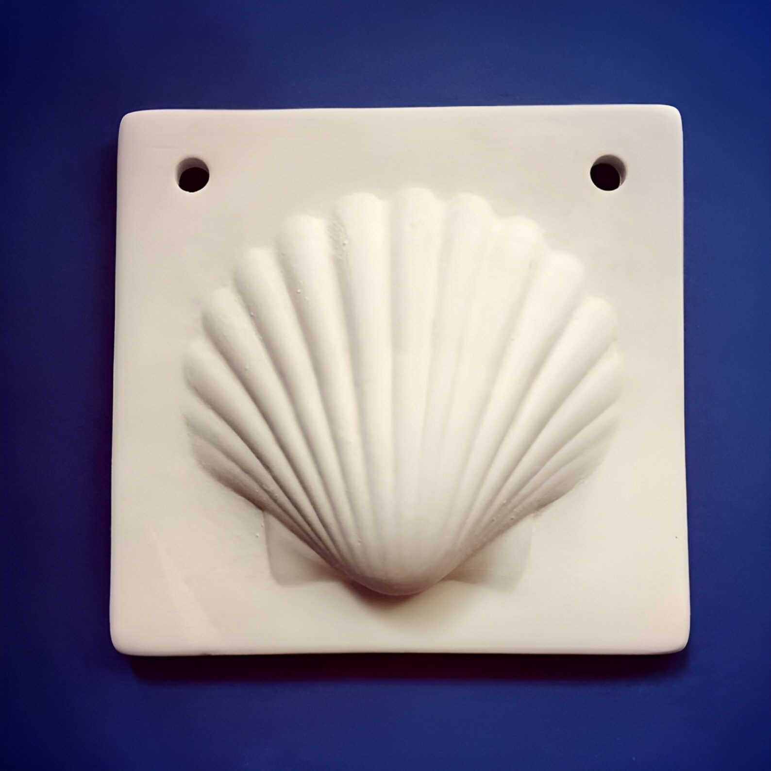 Ceramic Tiles With 3D Shell/ Ready to Paint. Bisque Fired, 12x12.50cm ...