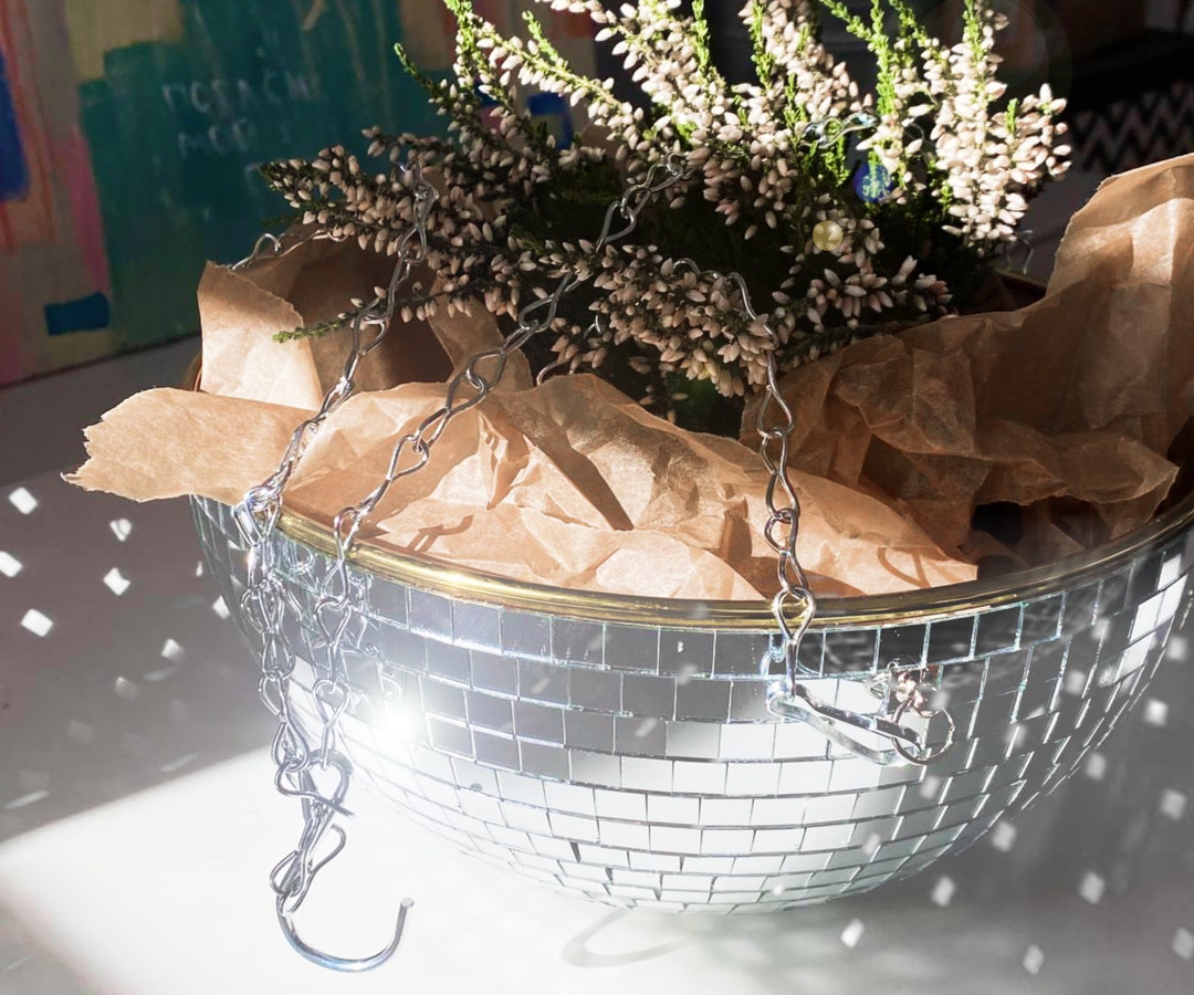 Disco Flower Planter Cute Planter 6 In Circle Planter Gold - Etsy