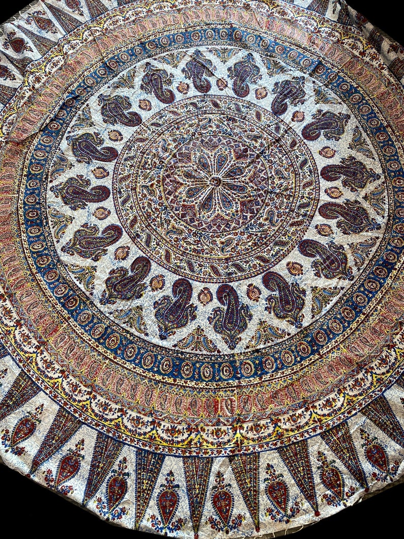 Handmade Round Ghalamkar Tablecloths - Etsy