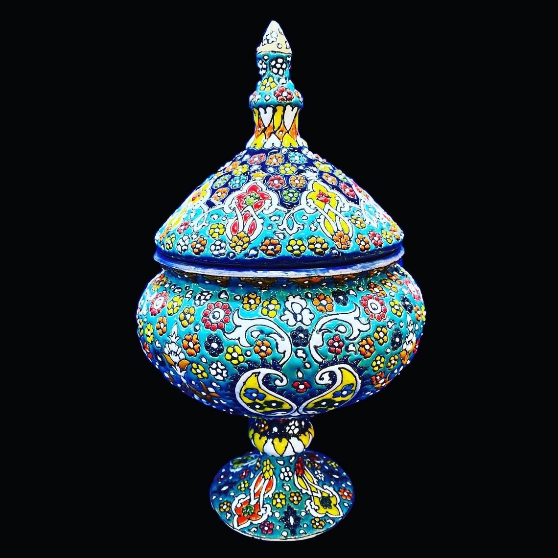 Hand Painted Enamel on Clay Mina Kari Candy Bowl - Etsy