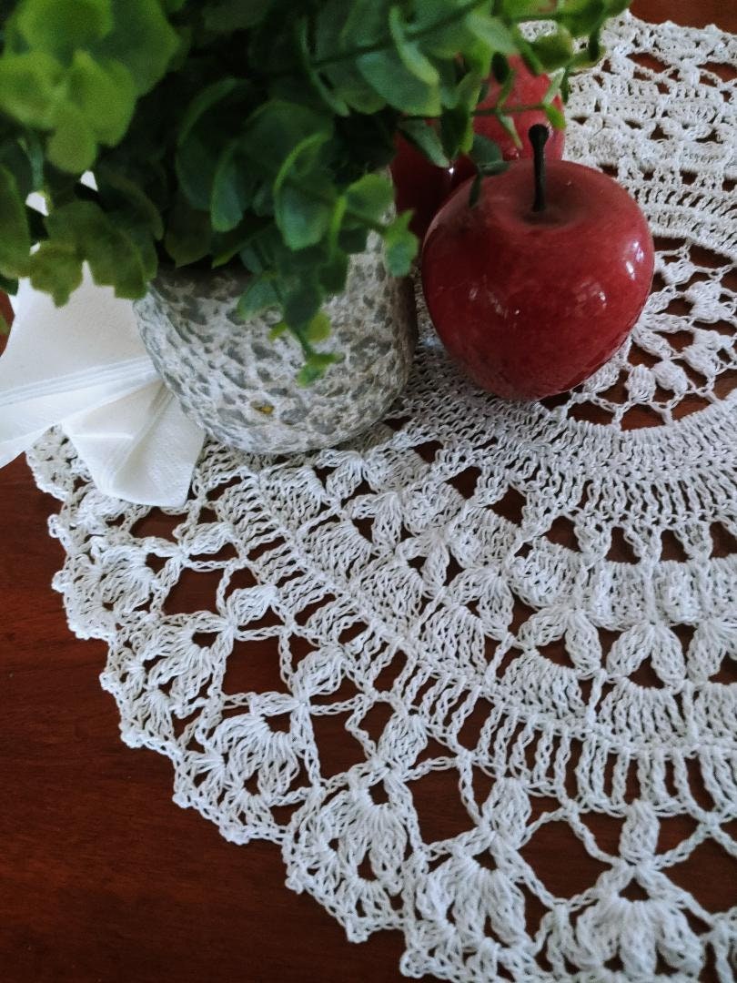 Hand Crochet Vintage Inspired Doily | Large Round Doily | Textured ...