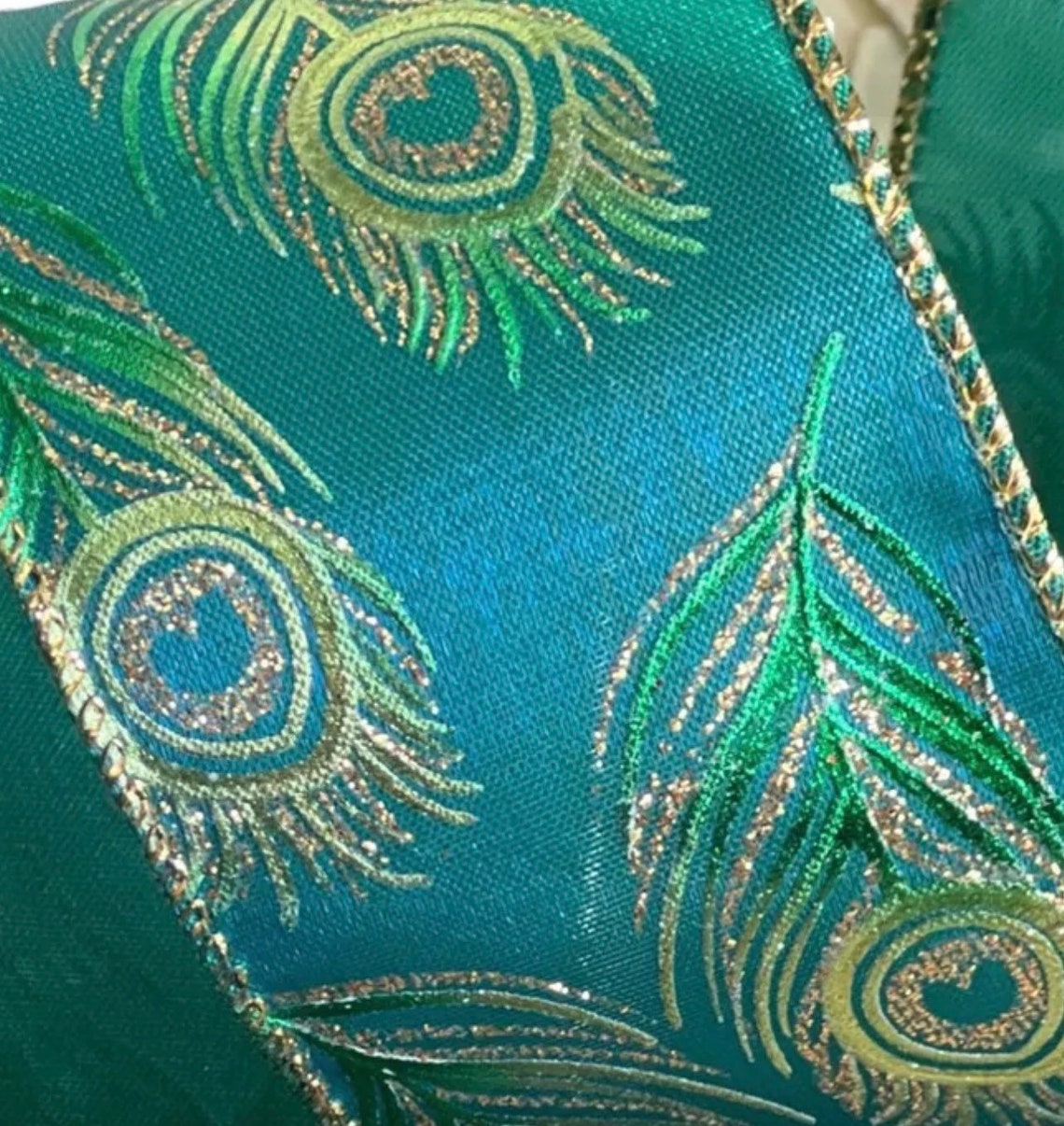 2.5 Peacock Ribbon Peacock Feather Ribbon Peacock Blue - Etsy