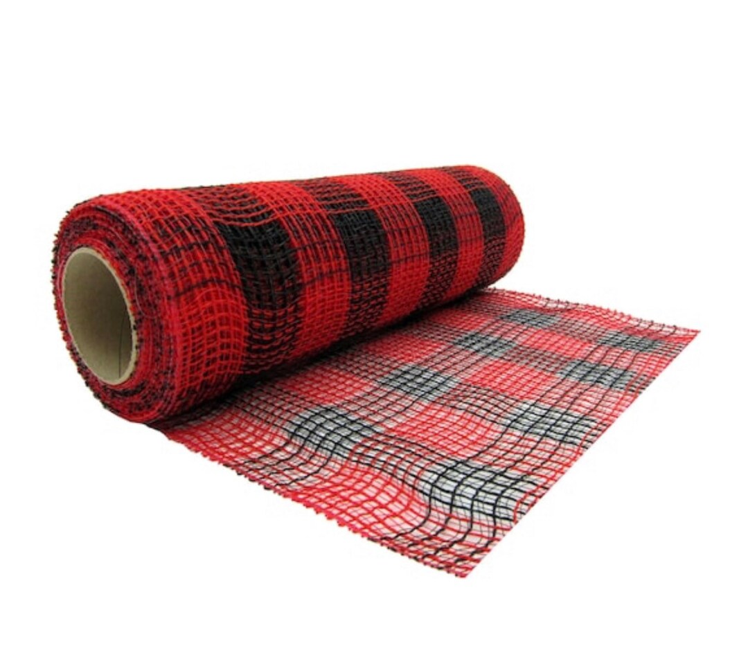 Deco Mesh Red & Black Buffalo Check Fabric Mesh 10” X 19 Feet Deco Mesh ...