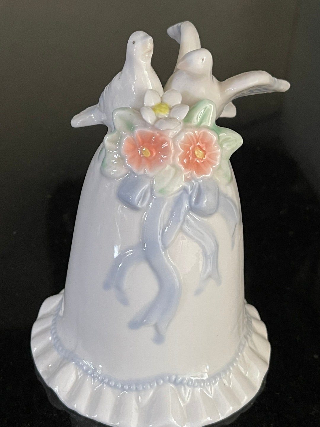 VINTAGE Porcelain BELL by K’s Collection Detailed Doves, Flowers ...