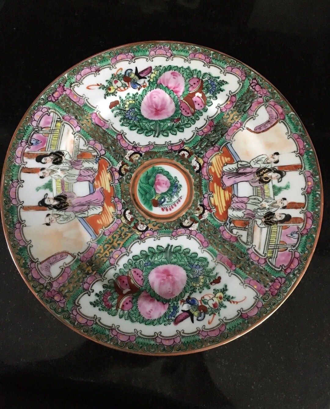 Large Japanese Porcelain Gold Imari Handpainted Pink Green Plate 10 ...