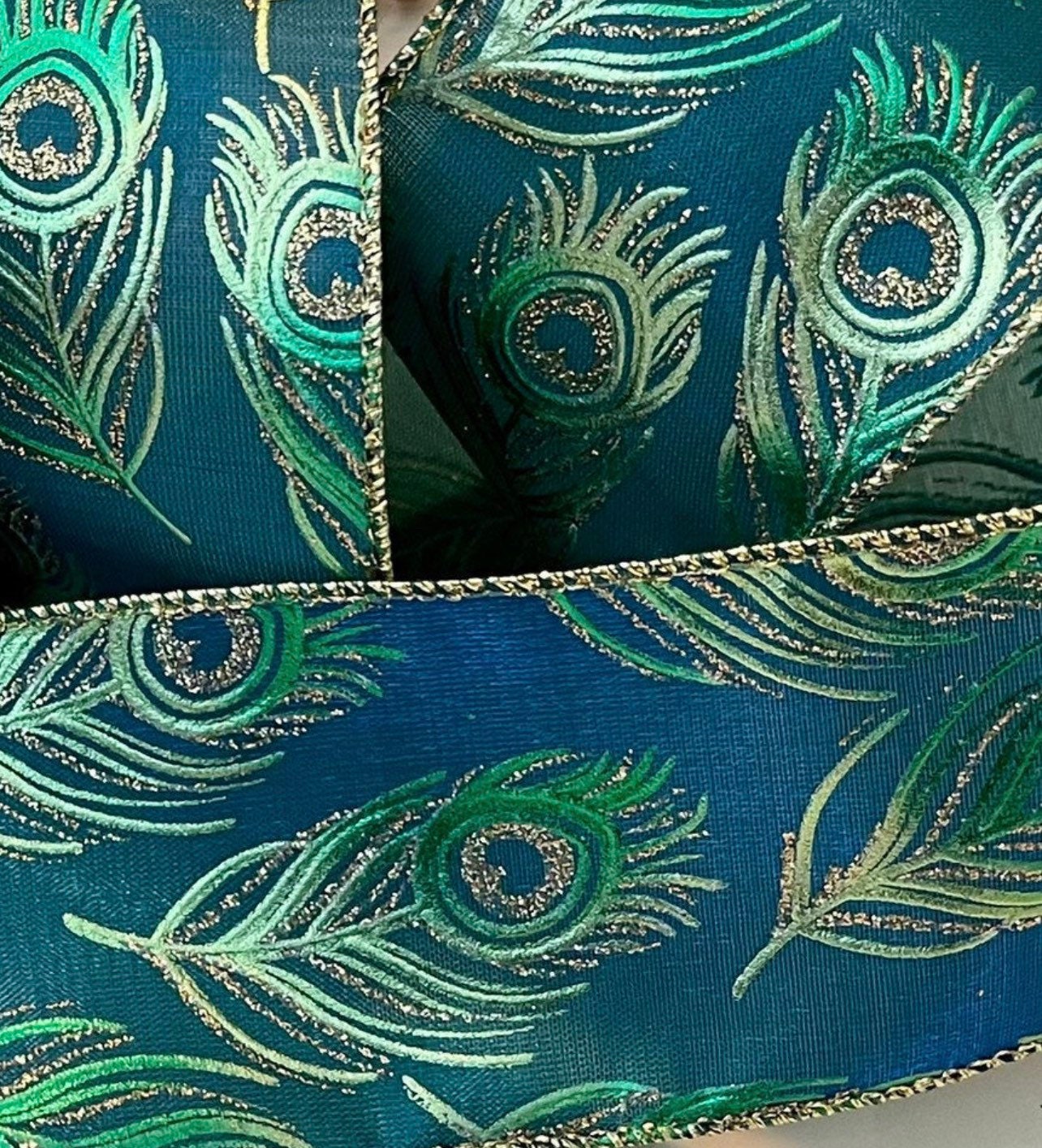 2.5 Peacock Ribbon Peacock Feather Ribbon Peacock Blue - Etsy
