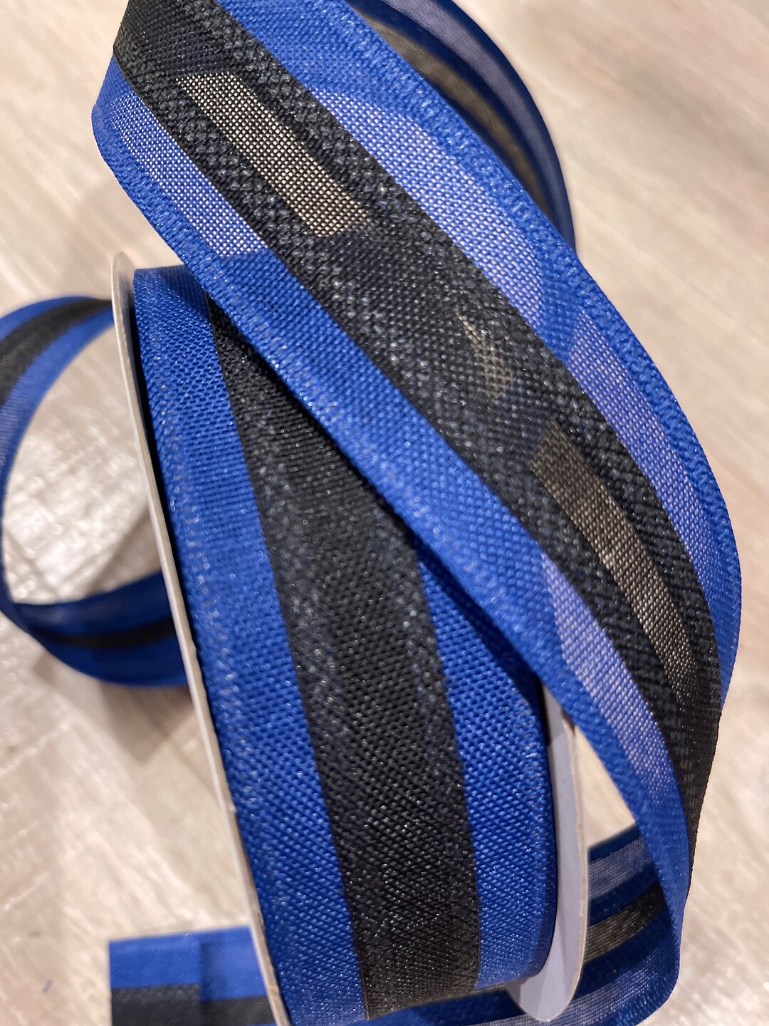 Ribbon Royal Blue and Black, Tri Color Ribbon, 1.5” X 5 Yards, Wired ...
