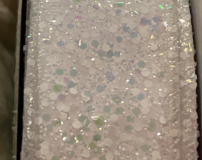 White Iridescent Ribbon, White Christmas Ribbon, Heavy Glitter Wired ...