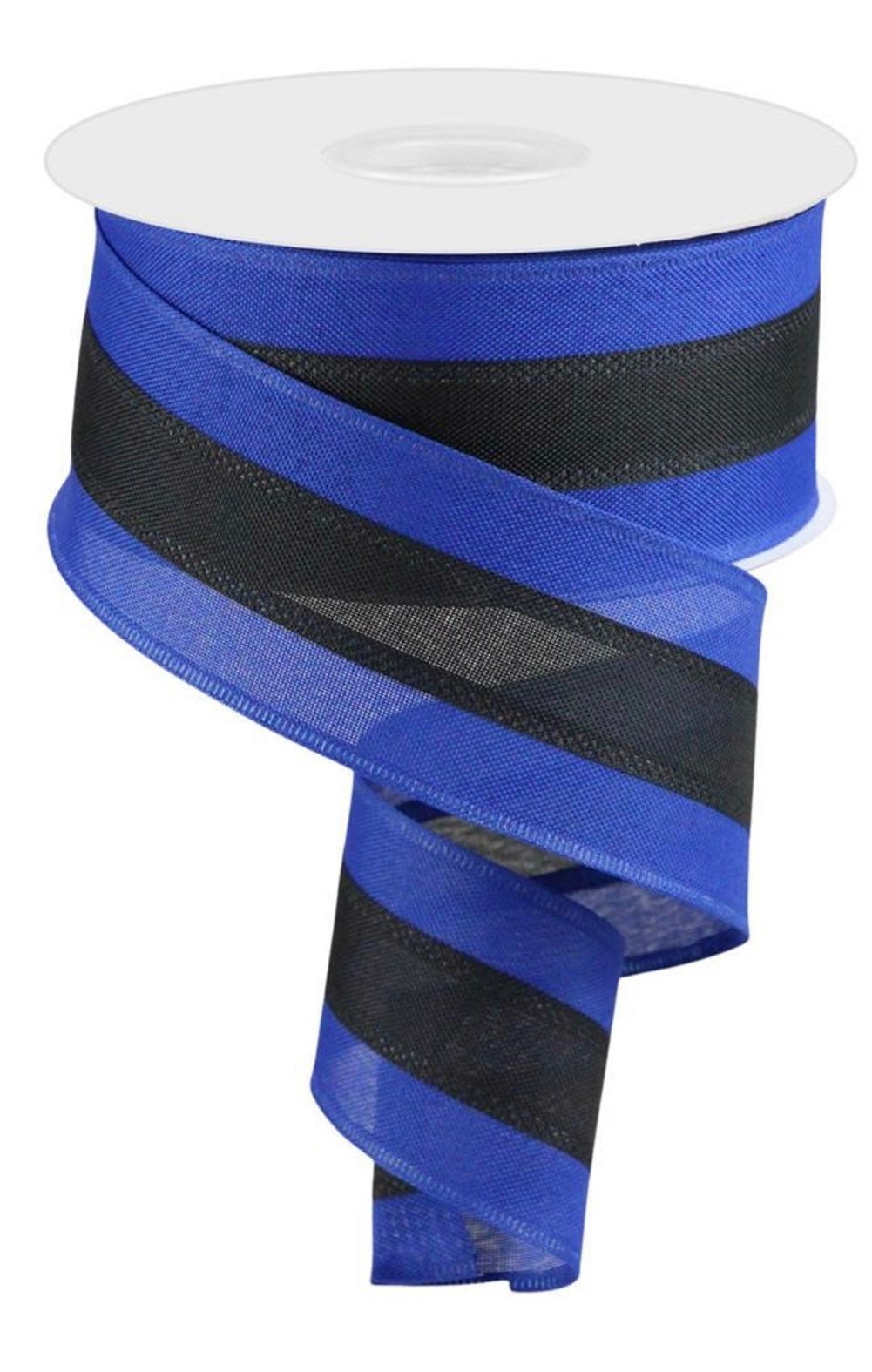 Ribbon Royal Blue and Black, Tri Color Ribbon, 1.5” X 5 Yards, Wired ...